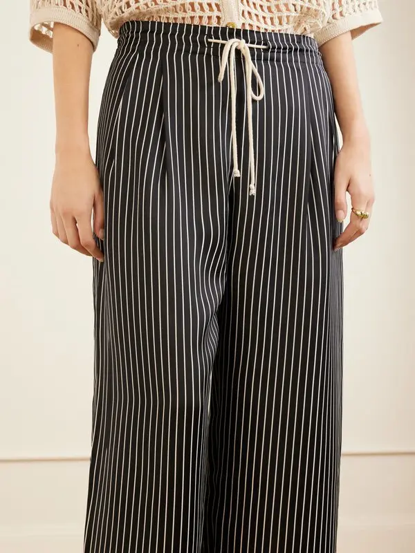 Maria Mcmanus Striped Habotai Wide-leg Trousers