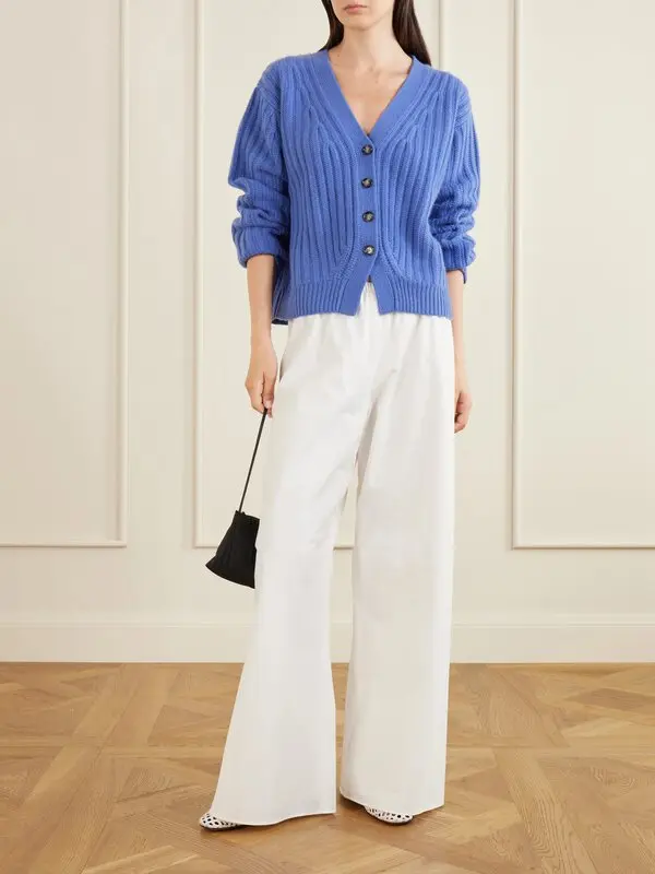 ALLUDE Ribbed Cashmere Cardigan
