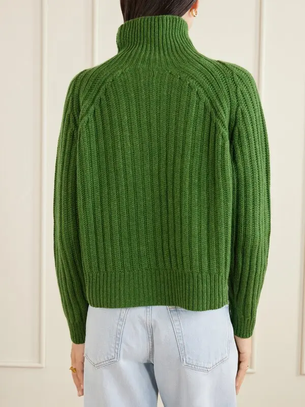 ALLUDE Ribbed Cashmere Turtleneck Sweater