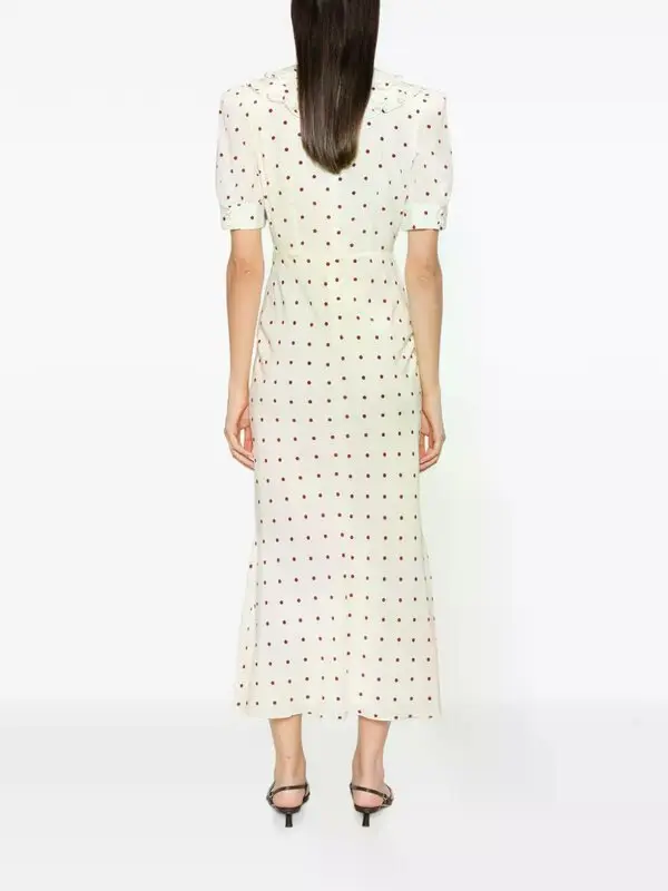 Alessandra Rich Polka-dot Ruffled Midi Dress - Neutrals