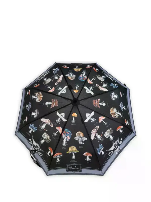 Moschino Mushroom-print Folding Umbrella - Black
