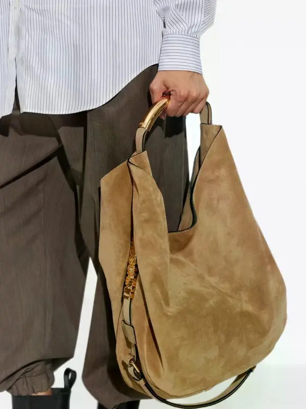 Moschino Medium Handle Me Suede Tote Bag - Neutrals
