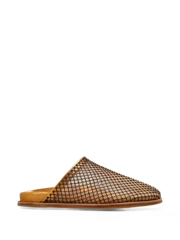 FORTE_FORTE Crystal-embellished Flat Mules - Gold
