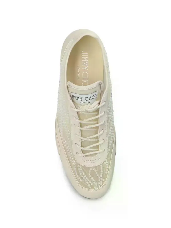 JIMMY CHOO Sequin-embellished Lace-up Sneakers - Neutrals