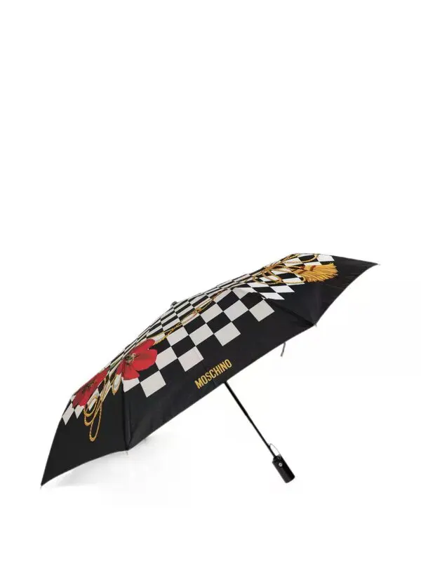 Moschino Floral-motif Checkered Umbrella - Black