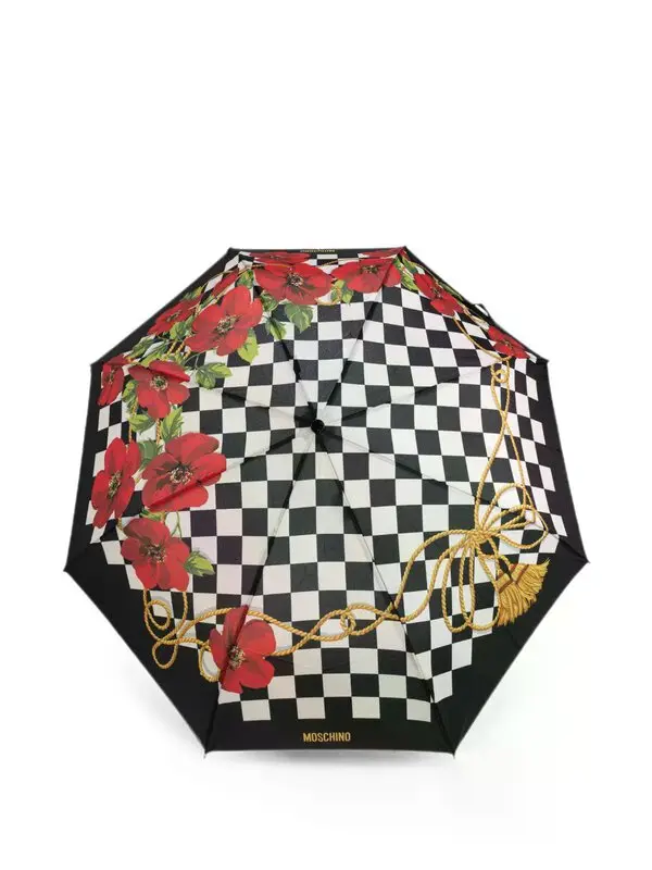 Moschino Floral-motif Checkered Umbrella