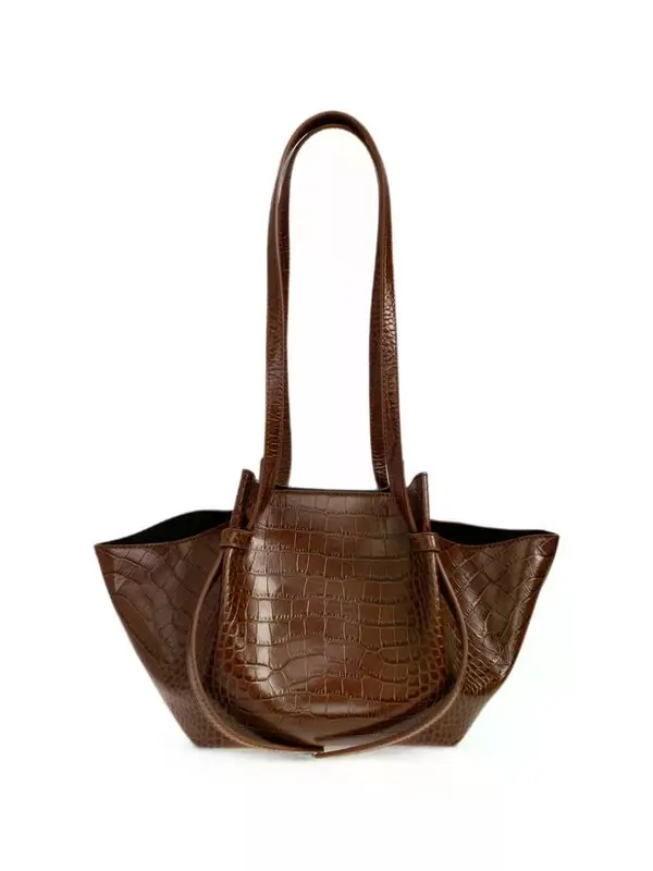 Yuzefi Mochi Croc-effect Leather Tote Bag - Brown
