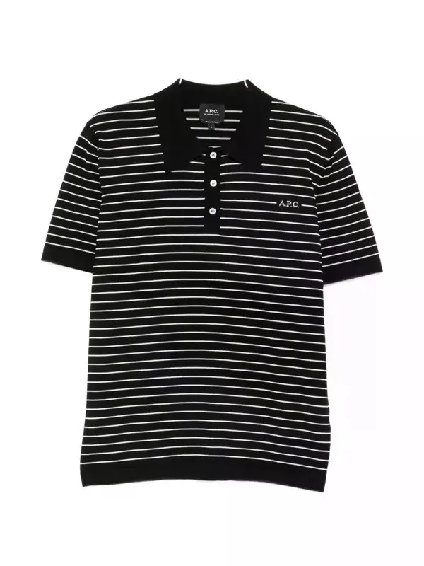A.p.c. Striped Short-sleeve Polo Shirt - Black
