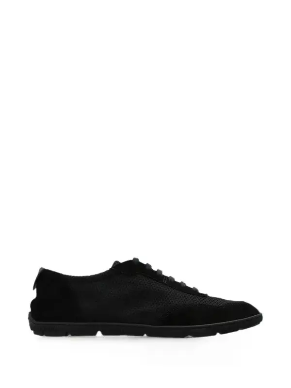 Giorgio Armani Suede-panelled Low-top Sneakers - Black