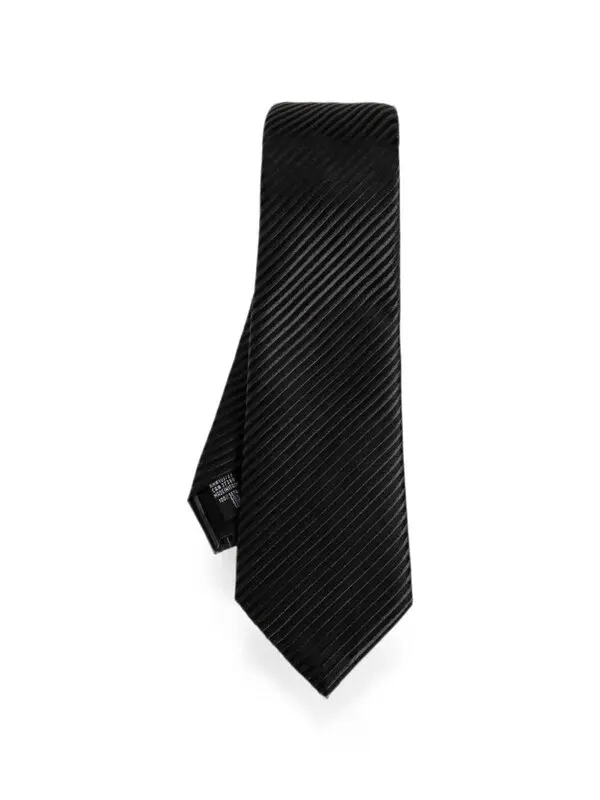 Giorgio Armani Diagonal-stripe Pointed Tie - Black