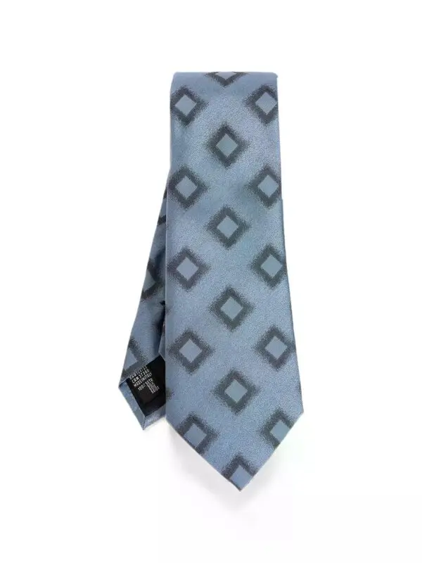 Giorgio Armani Geometric-print Silk Tie - Blue
