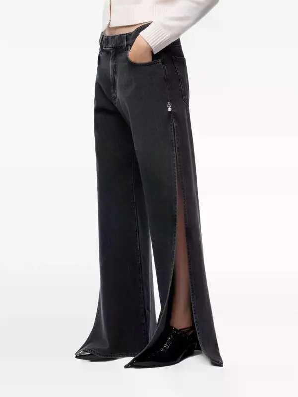 Pinko Embellished Side-slit Jeans