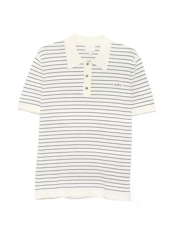 A.p.c. Striped Short-sleeve Polo Shirt - Neutrals