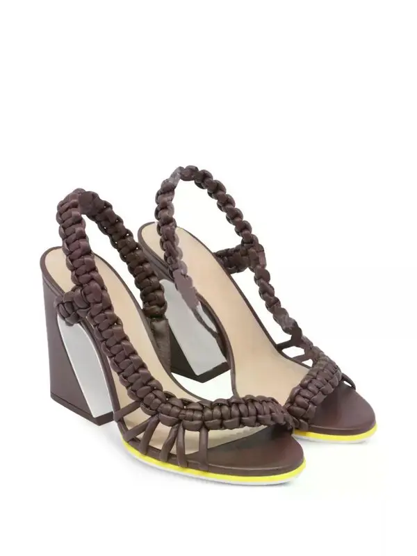 Fendi Arco Braided Leather Sandals