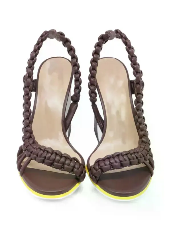 Fendi Arco Braided Leather Sandals