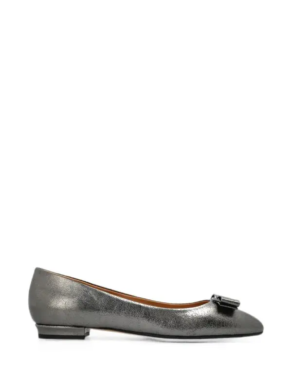 FERRAGAMO Varina Bow-detail Ballet Flats - Grey