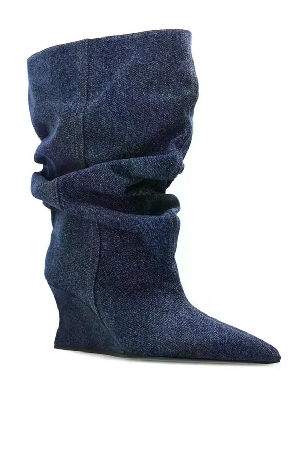 Balmain Slouchy Wedge Ankle Boots - Blue