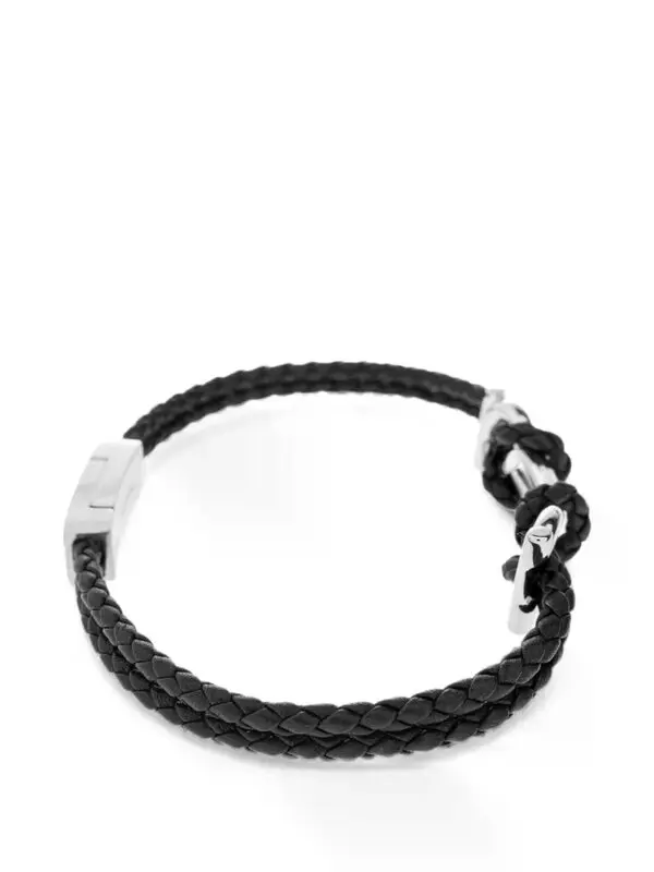 FERRAGAMO Gancini Braided Leather Bracelet