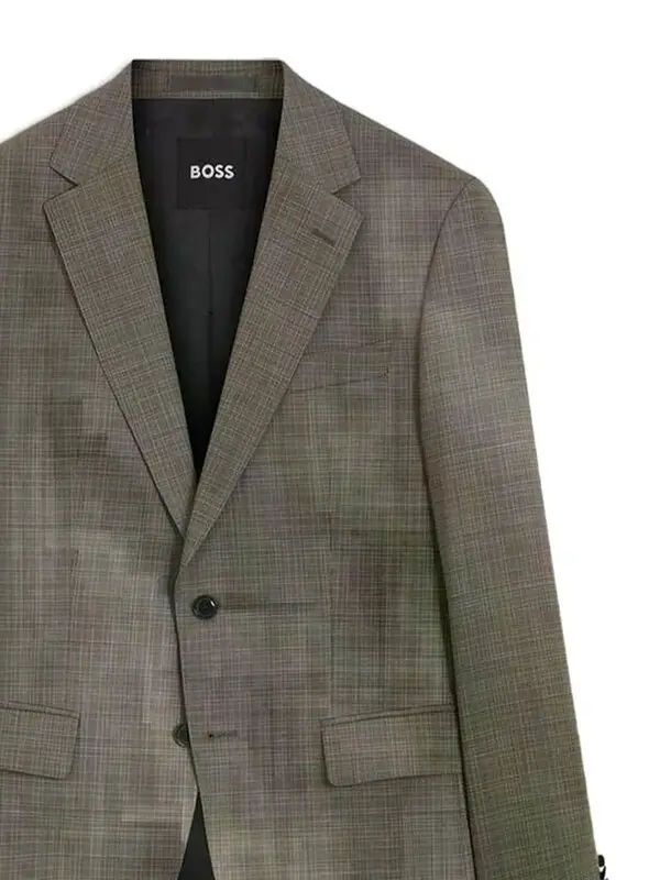 BOSS H-huge Two-piece Slim-fit Suit In Checked Stretch Wool