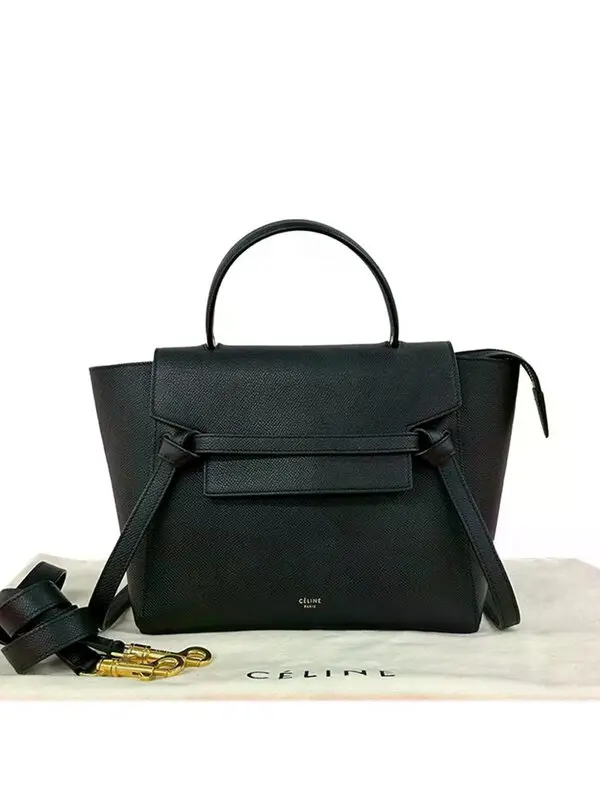Celine 2016 Micro Grained Calfskin Belt Bag Satchel - Black