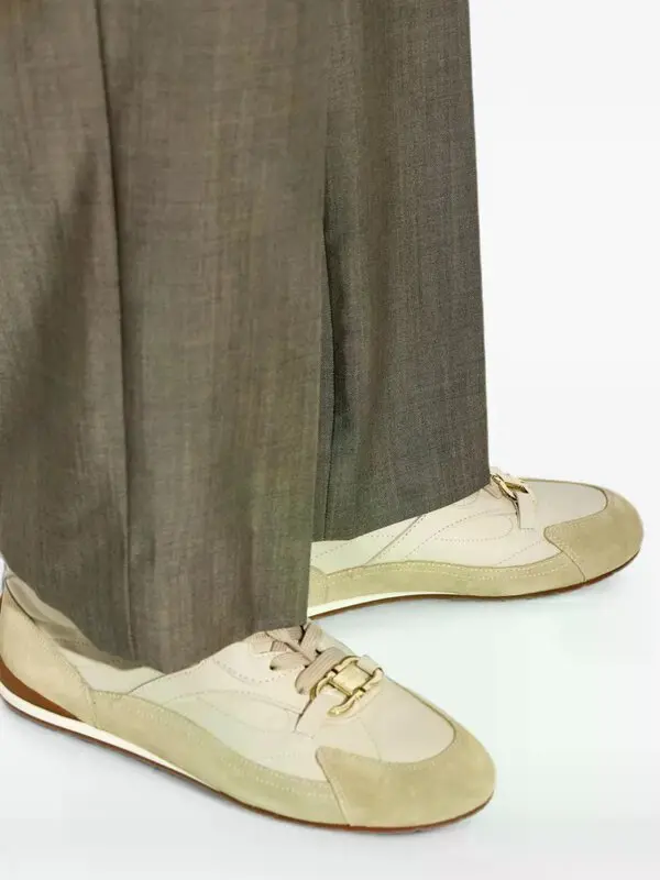 FERRAGAMO Gancini-plaque Leather Sneakers