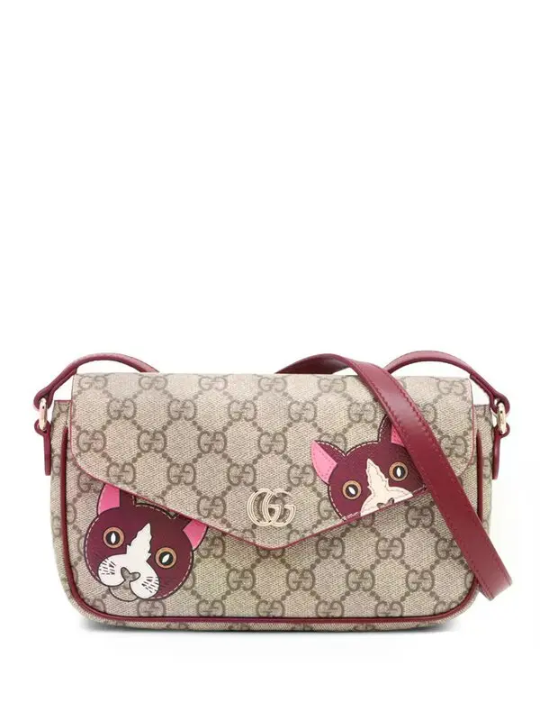 Gucci 2000-2015 Gg Supreme Ophidia Cat Pochette Crossbody Bag