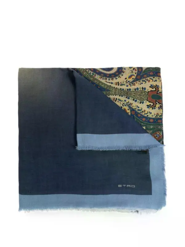 Etro Paisley-pattern Frayed Scarf - Blue