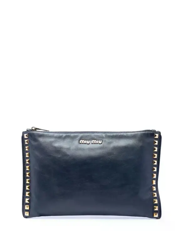 Miu Miu Studded Leather Zip Clutch Bag
