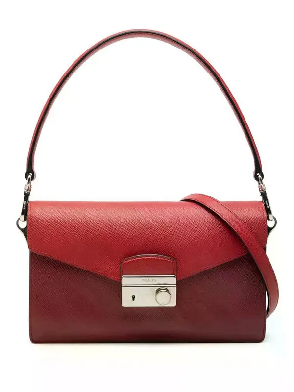 Prada 2013-2026 Mini Saffiano Lux Sound Lock Satchel - Red