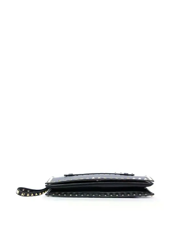 Valentino Garavani Leather Rockstud Flap Clutch Bag