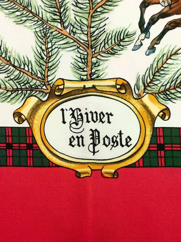 Hermès 1975 L Hiver En Poste Silk Scarf 90 Scarves