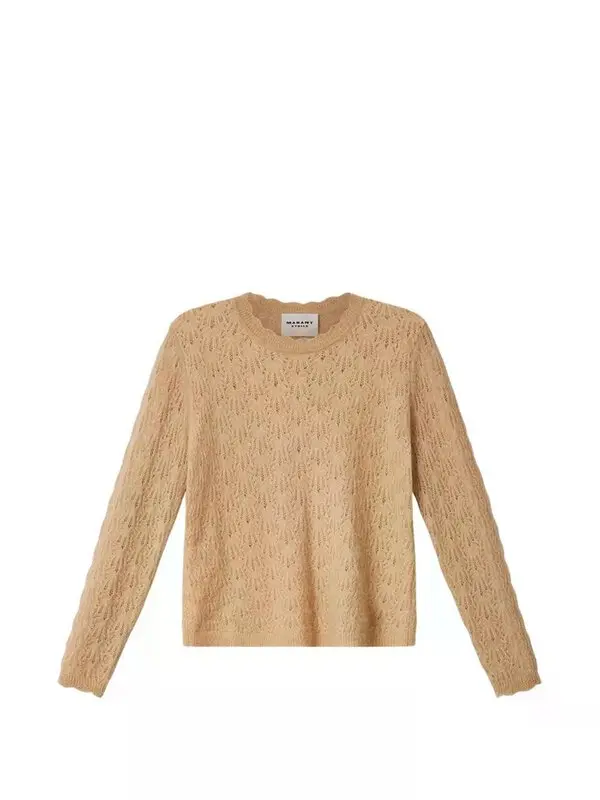 MARANT ETOILE Obeline Openwork-knit Scalloped-trim Sweater - Neutrals