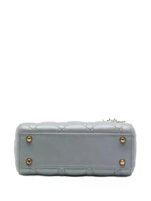 Dior 2019 Mini Lambskin Cannage Lady Satchel - Grey
