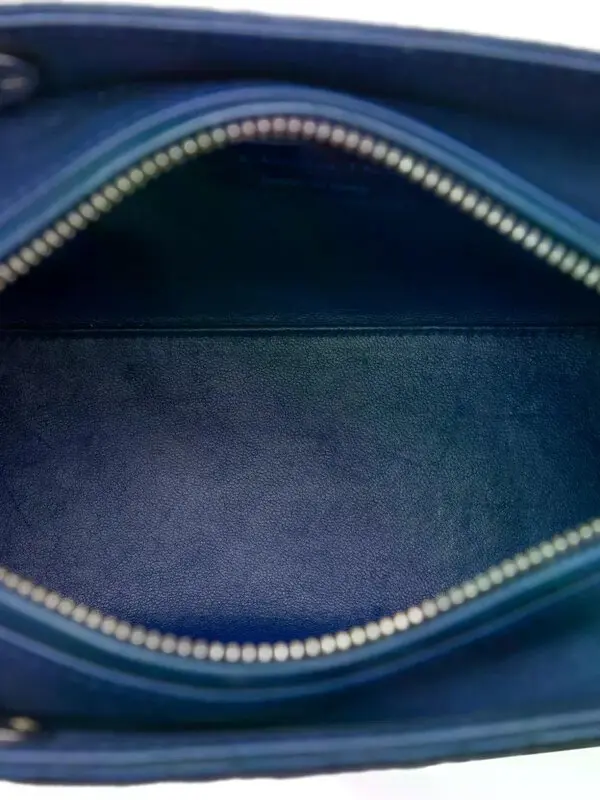 Dior 2013 Medium Ultra Matte Calfskin Embossed Cannage Lady Satchel - Blue