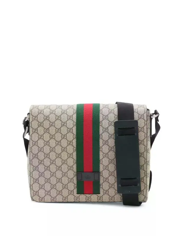 Gucci 2000-2015 Gg Supreme Web Flap Messenger Bag Crossbody Bag - Neutrals