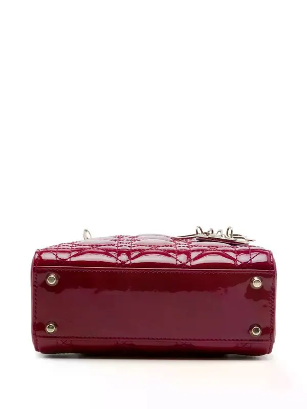 Dior 2018 Mini Patent Cannage Lady Satchel - Red