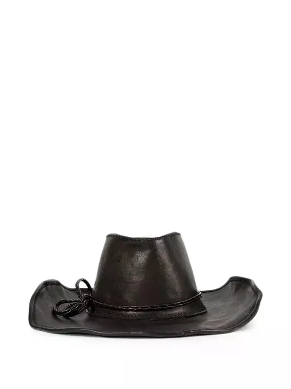 ANN DEMEULEMEESTER Grained-leather Braided-trim Hat - Black