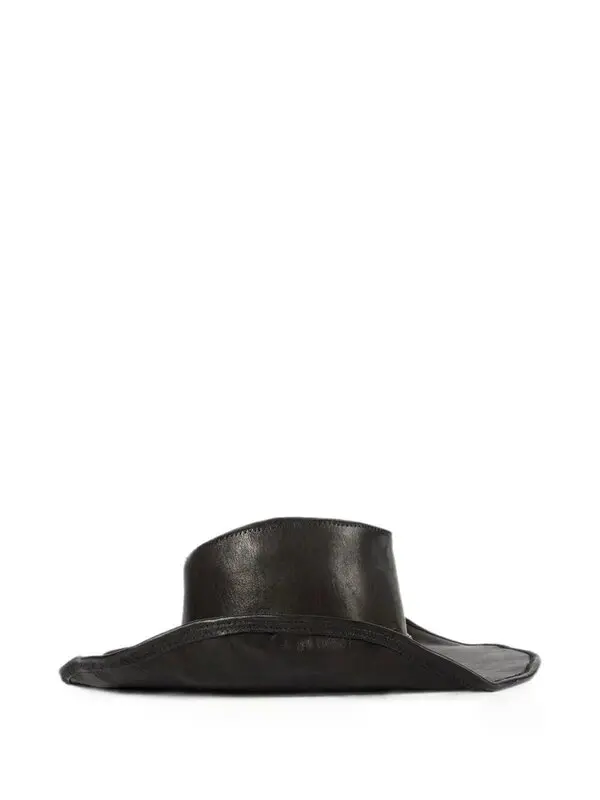 ANN DEMEULEMEESTER Grained-leather Braided-trim Hat