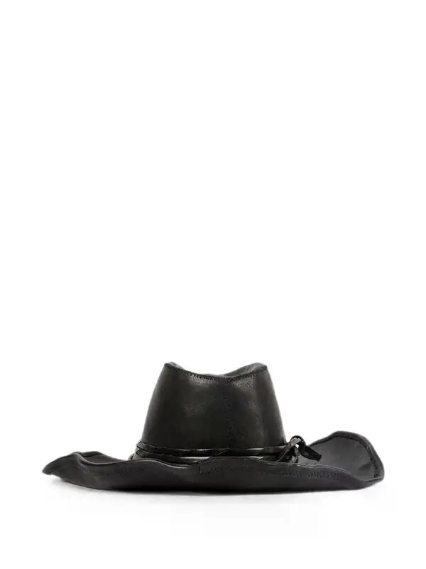 ANN DEMEULEMEESTER Grained-leather Braided-trim Hat