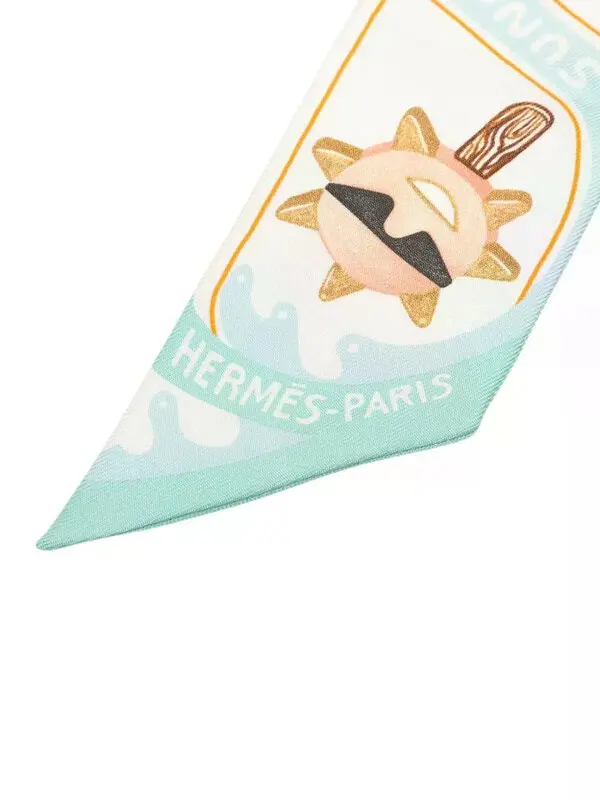 Hermès 2010-2026 Funny Ice Cream Silk Twilly Scarf Scarves - Blue