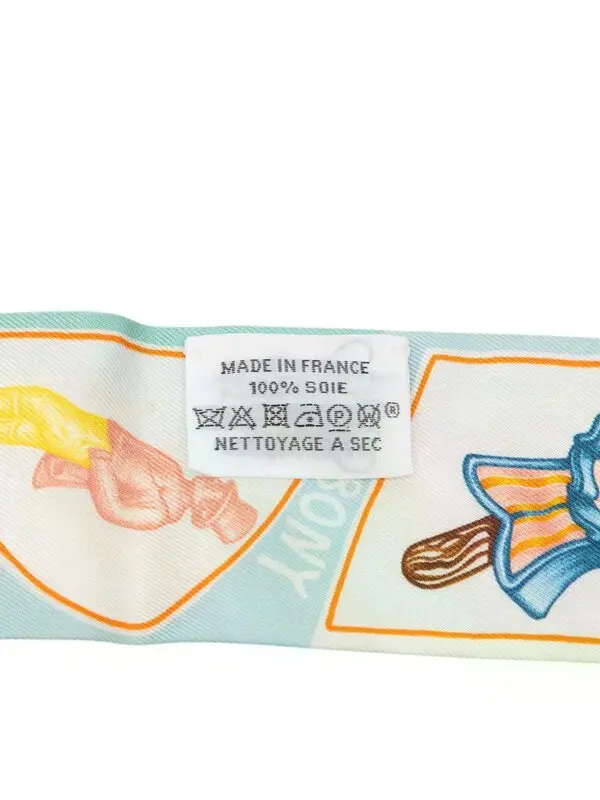 Hermès 2010-2026 Funny Ice Cream Silk Twilly Scarf Scarves - Blue