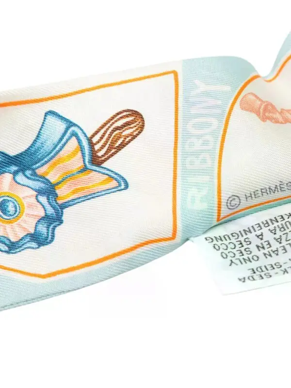 Hermès 2010-2026 Funny Ice Cream Silk Twilly Scarf Scarves - Blue