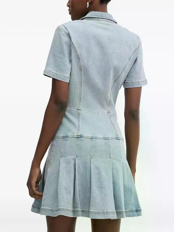 MORGAN Pleated-skirt Denim Mini Dress