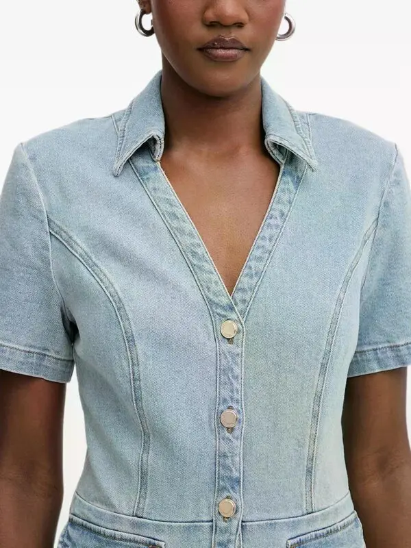 MORGAN Pleated-skirt Denim Mini Dress