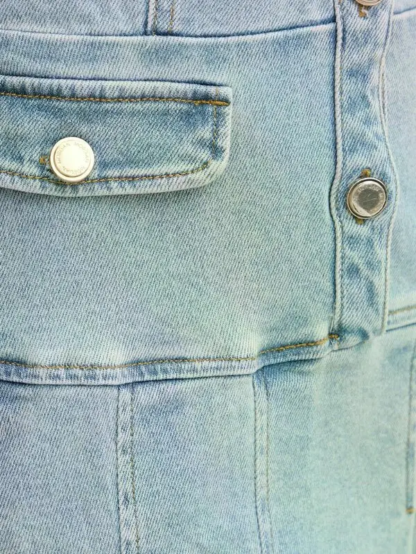 MORGAN Pleated-skirt Denim Mini Dress