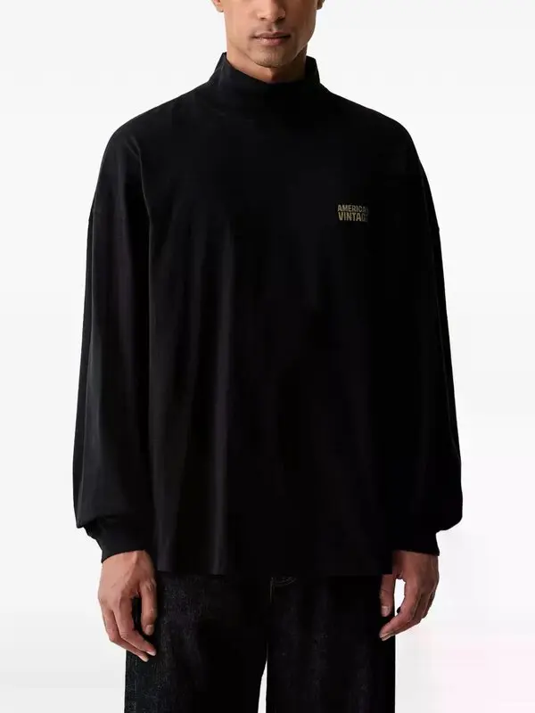 American Vintage Gixy Logo-print High-neck Sweatshirt - Black