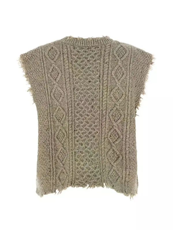 R13 Cable-knit Frayed Vest