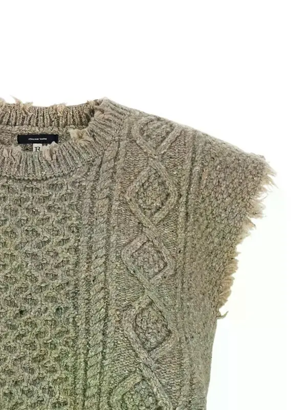 R13 Cable-knit Frayed Vest