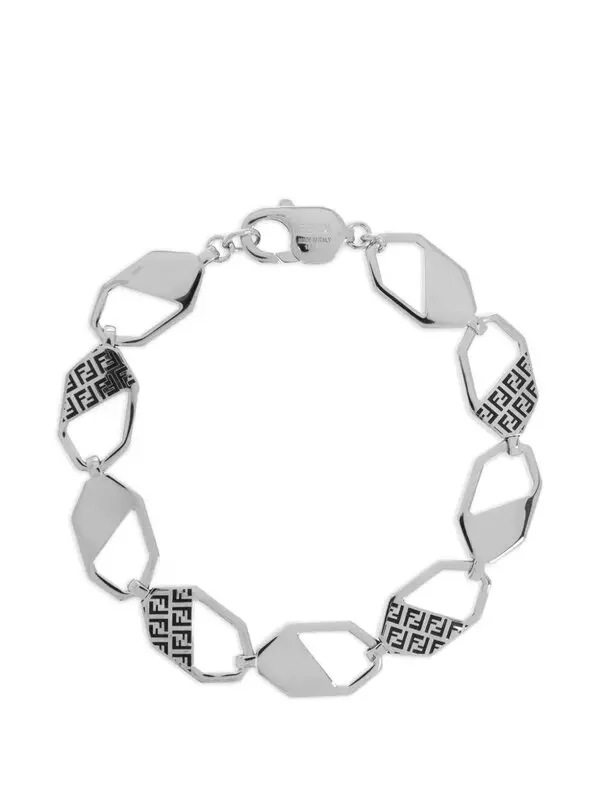 Fendi Geometric Ff-pattern Bracelet - Silver