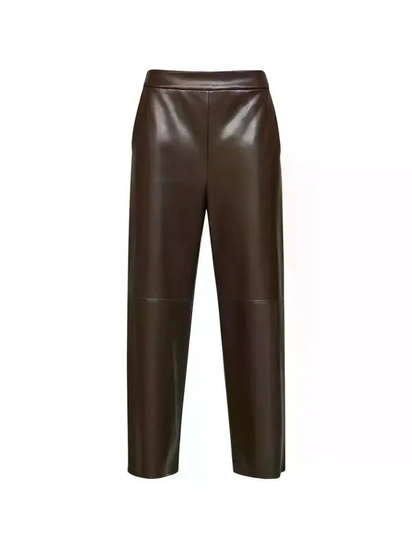 Max Mara Leather-effect Straight-leg Trousers - Brown